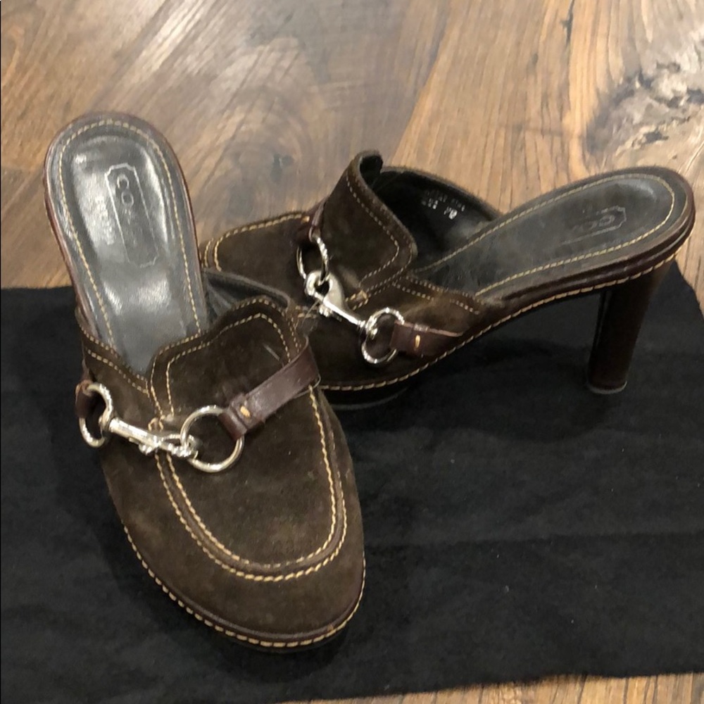 Coach Brown Suede “Cleo” Clog/Mules - Gem
